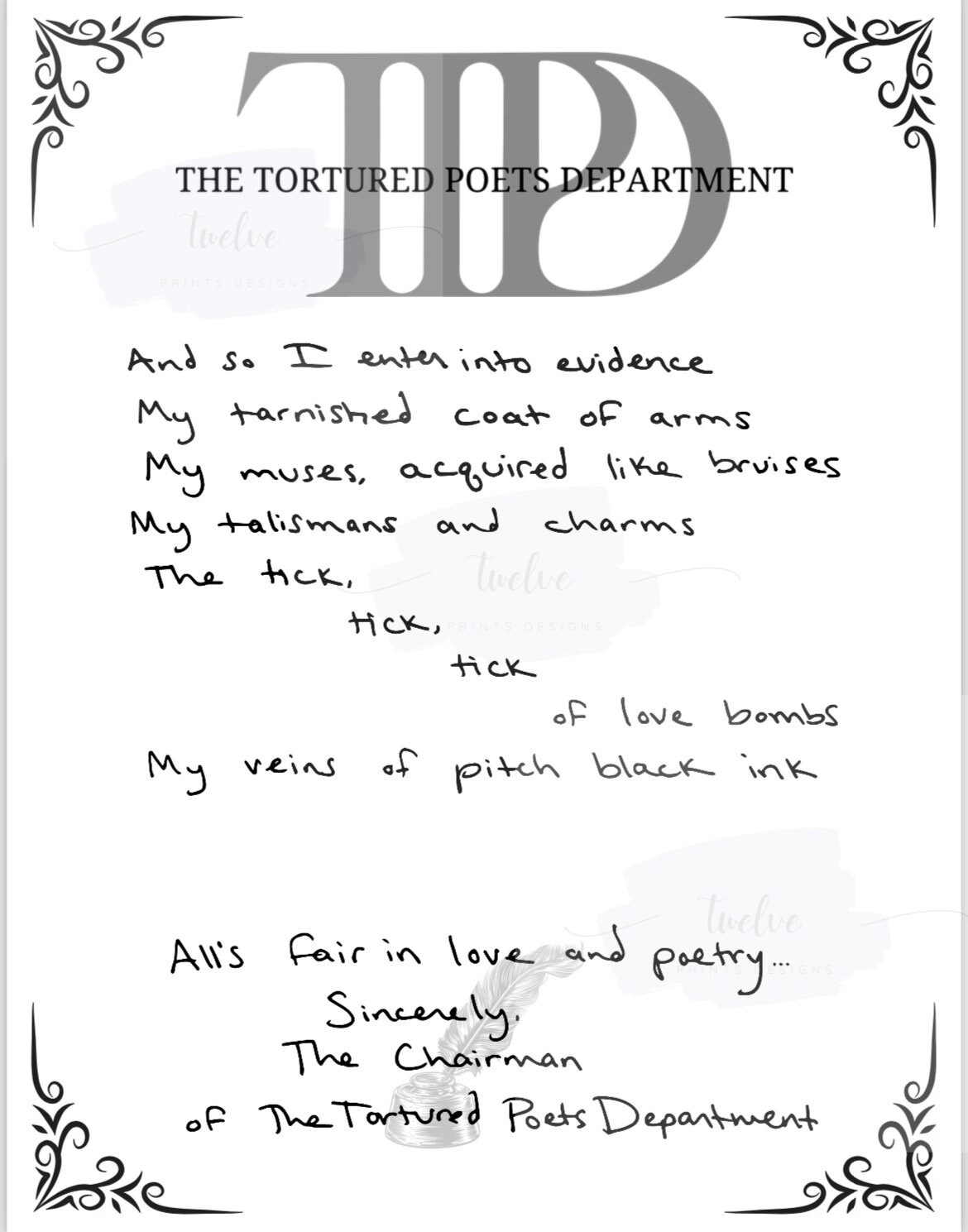TTPD Printable | the Tortured Poets Department Inspired Printable ...