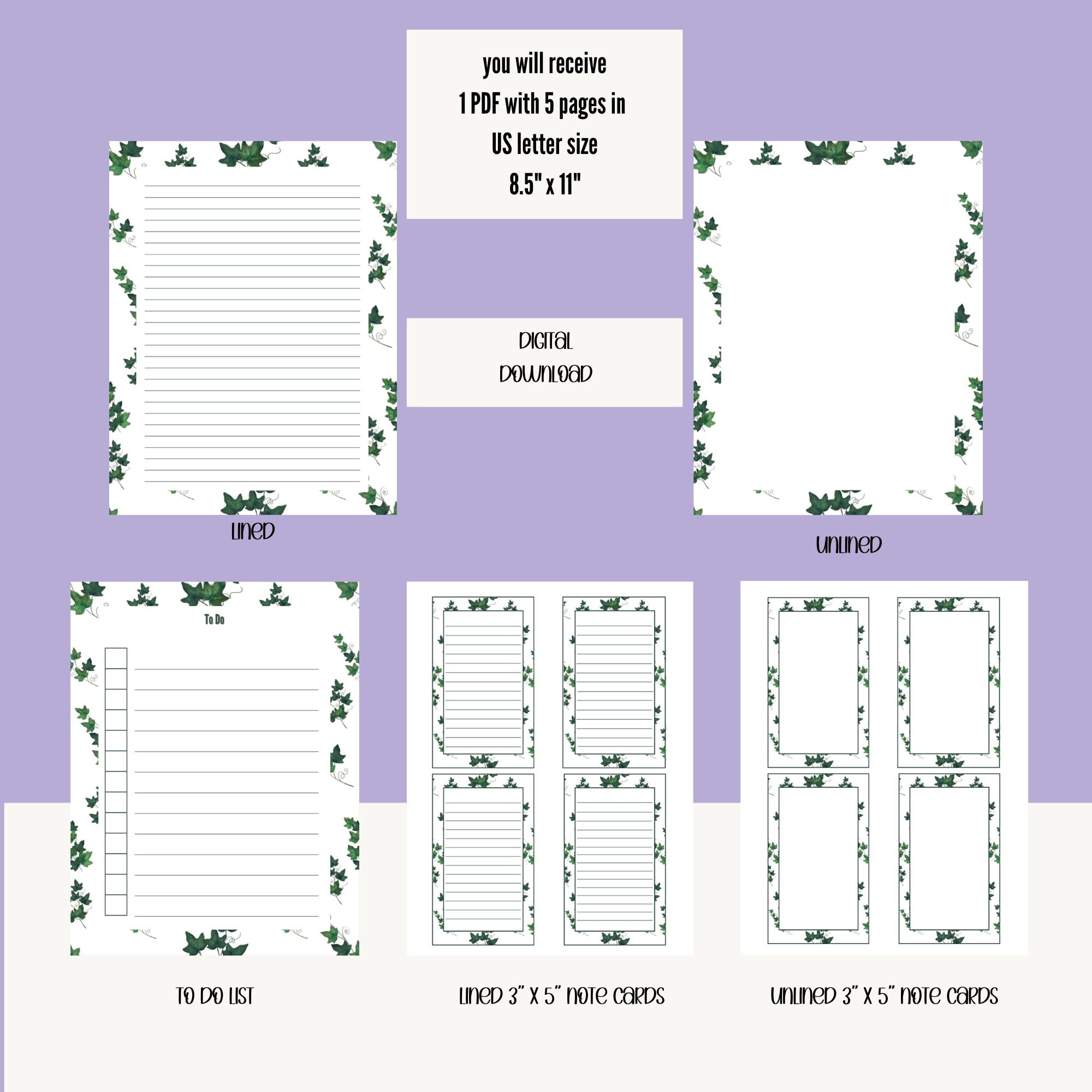 PRINTABLE Stationery | Ivy Printable Stationery | Writing Paper ...
