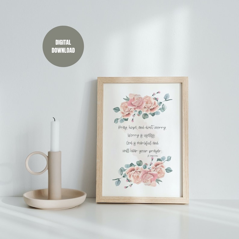 St. Padre Pio Quote, Pray, Hope and Dont Worry, Catholic Wall Art ...