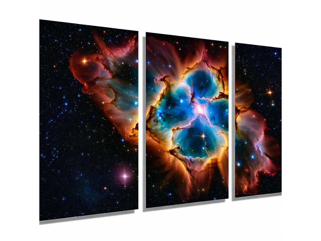 Supernova Remnants Metal Wall Art – 3-panel Triptych, Modern Sci-fi ...