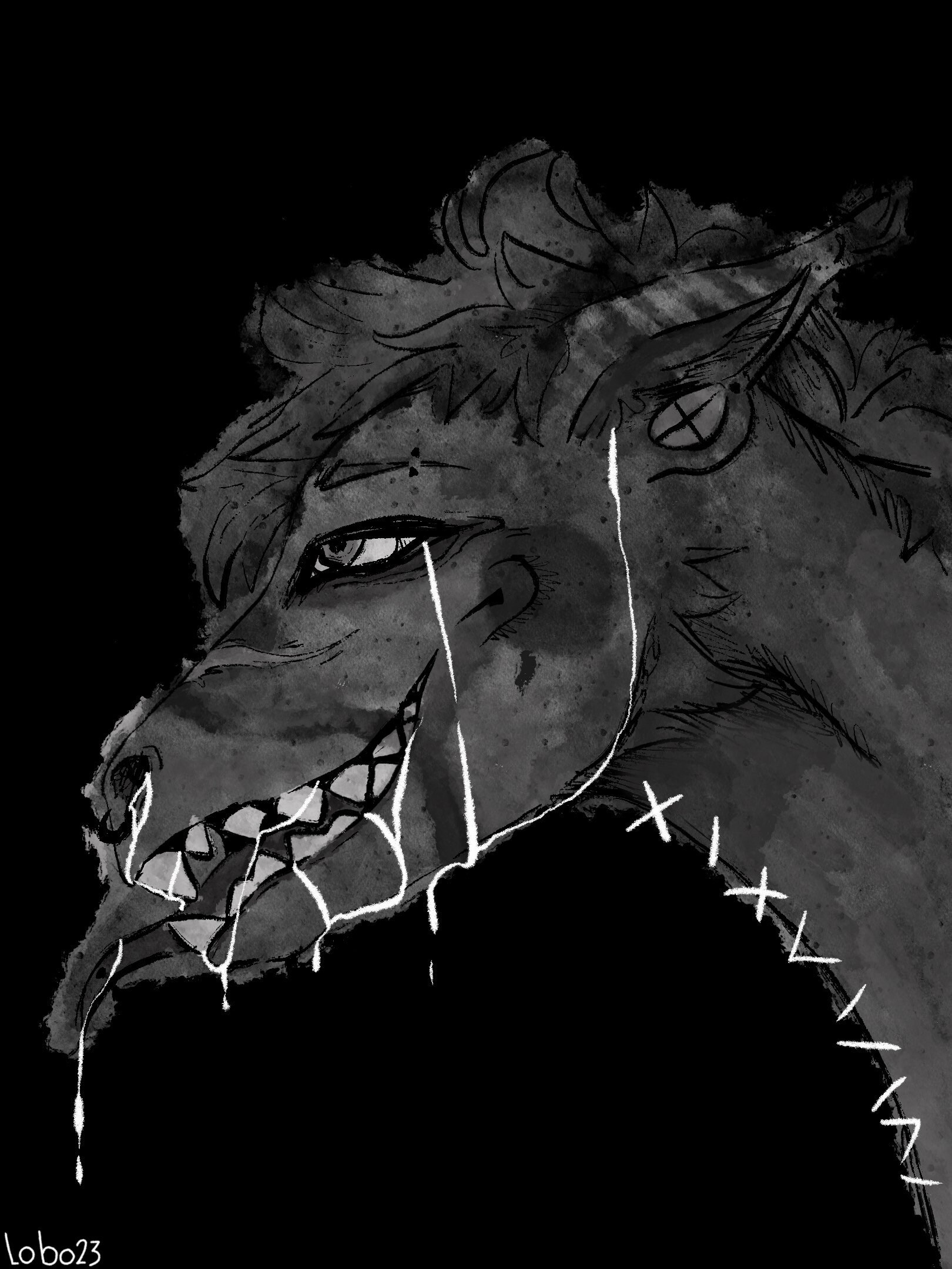 Creepy Fursona Black and White Furry Headshots - Etsy Australia