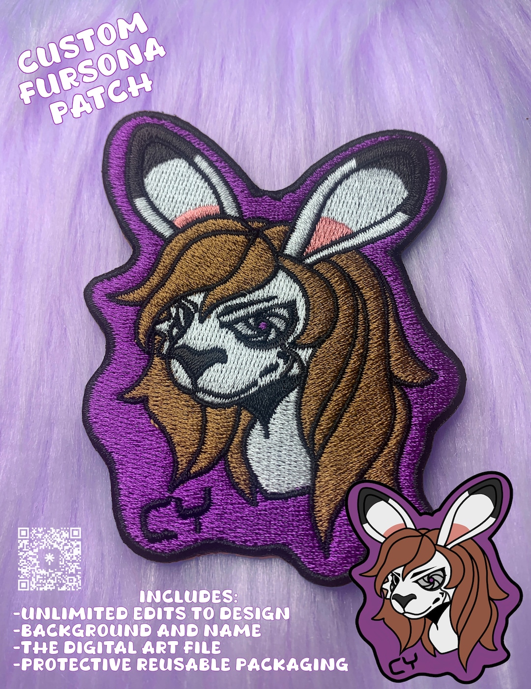 Custom Furry Fursona Headshot Badge Iron on Patch Handmade Design - Etsy