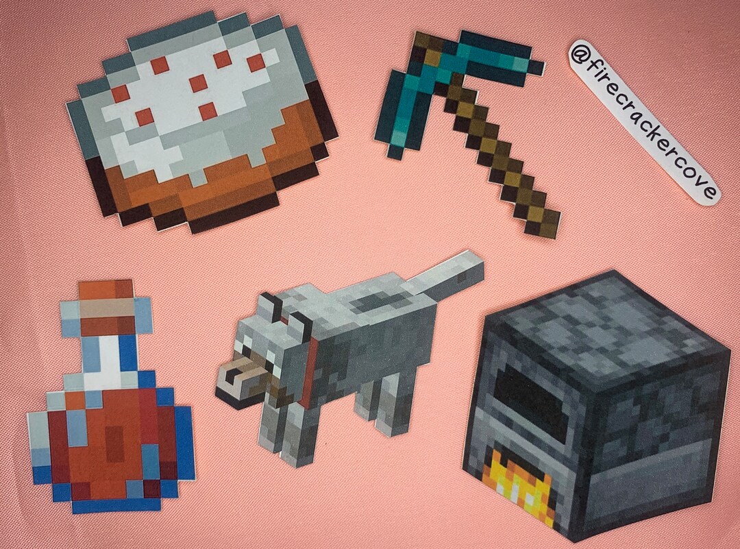 Minecraft Sticker Set Video Game Retro Gift Paper Stickers Handmade ...