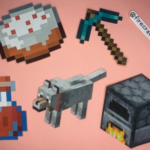 Minecraft Sticker Set Video Game Retro Gift Paper Stickers Handmade ...