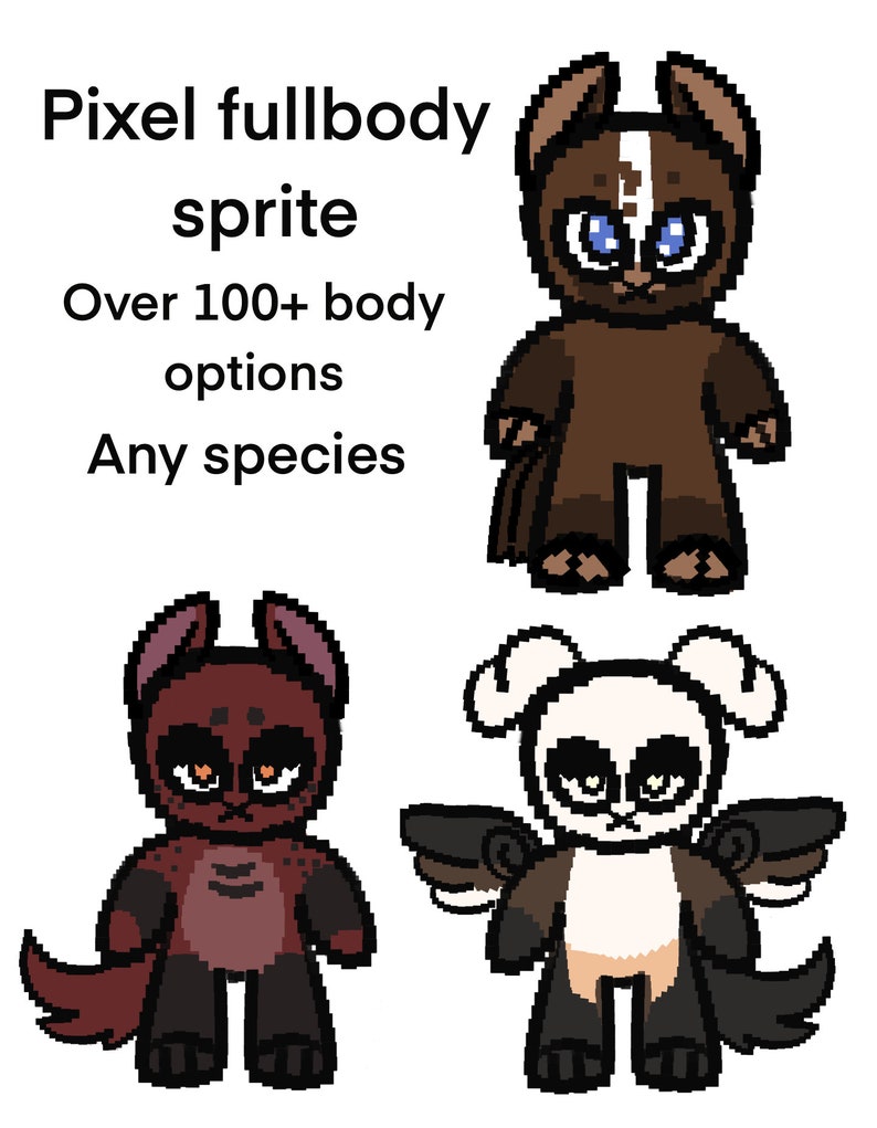 Pixel Art Sprite Fullbody YCH Furry Fursona Base Fill - Etsy