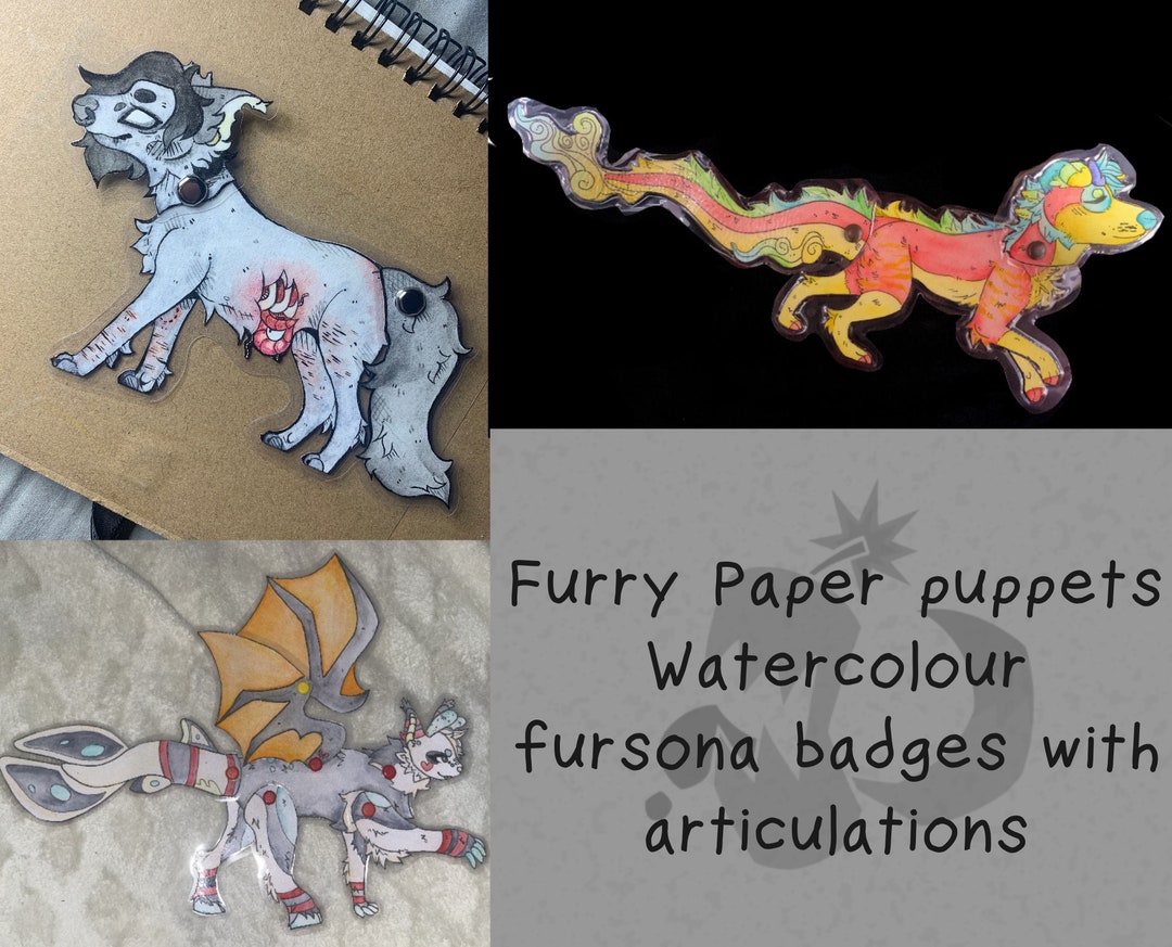 CUSTOM Paper Puppet Fursona Furry Laminated - Etsy