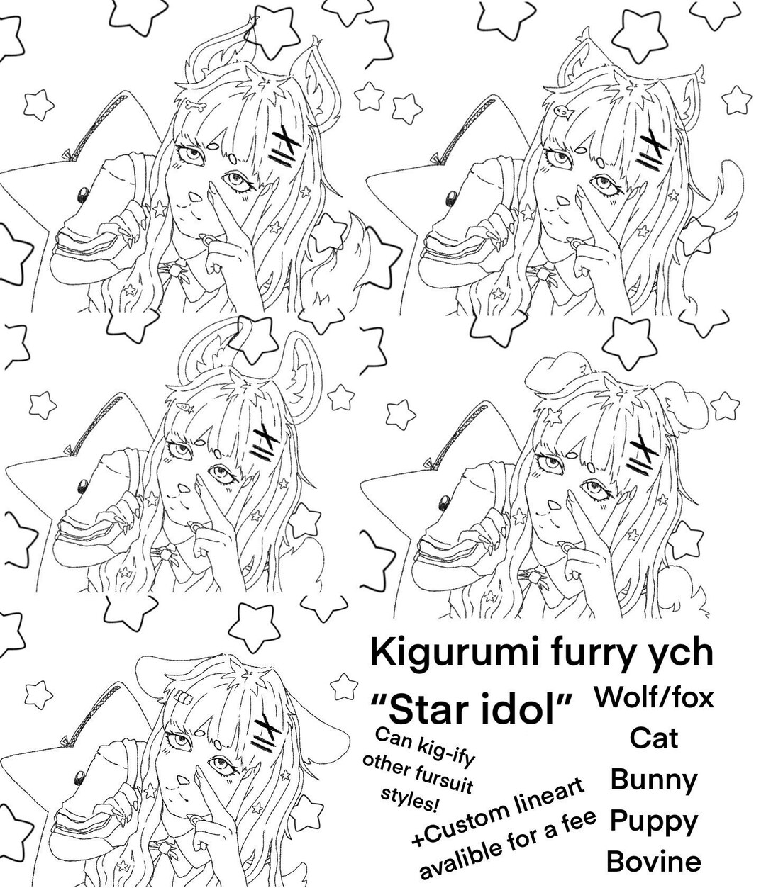 Star Idol Furry Kigurumi Base Fill Ych Fullbody Fursona - Etsy UK
