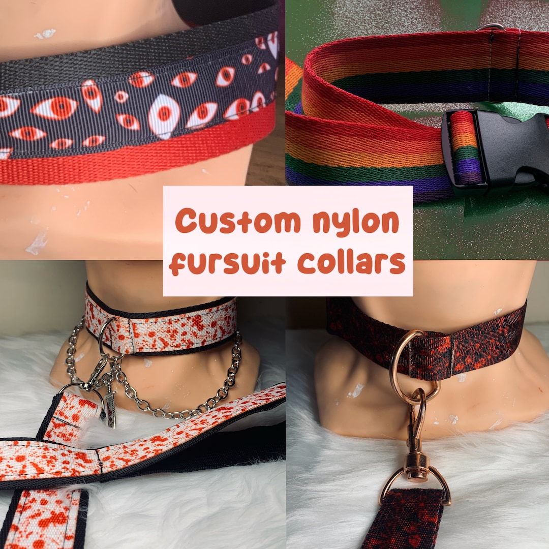CUSTOM Nylon Fursuit Collars Furry, Therian, Cosplay, Pup Play Collar ...