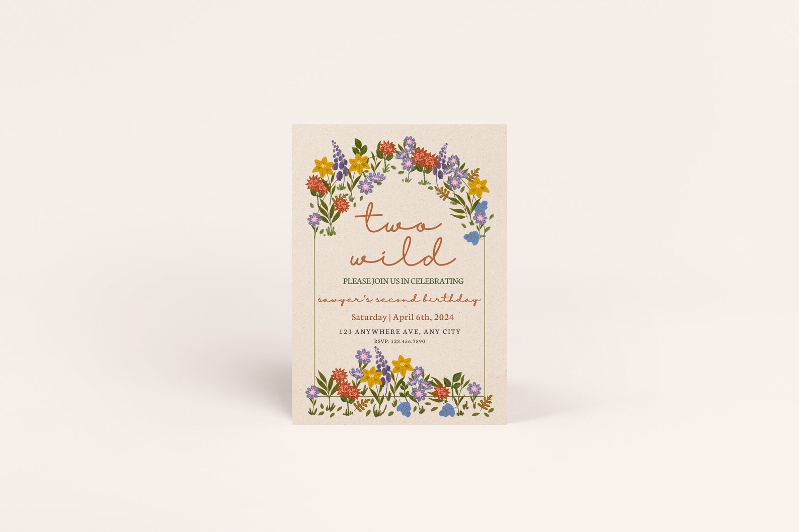 Two Wild Birthday Invitation Wildflower Birthday Invitation Second ...