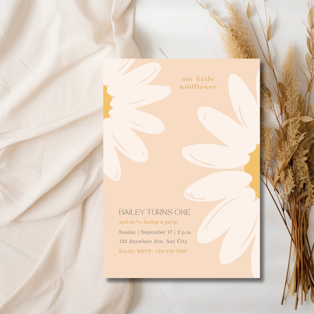 Wildflower Birthday Invitation Modern Wildflower Invitation - Etsy