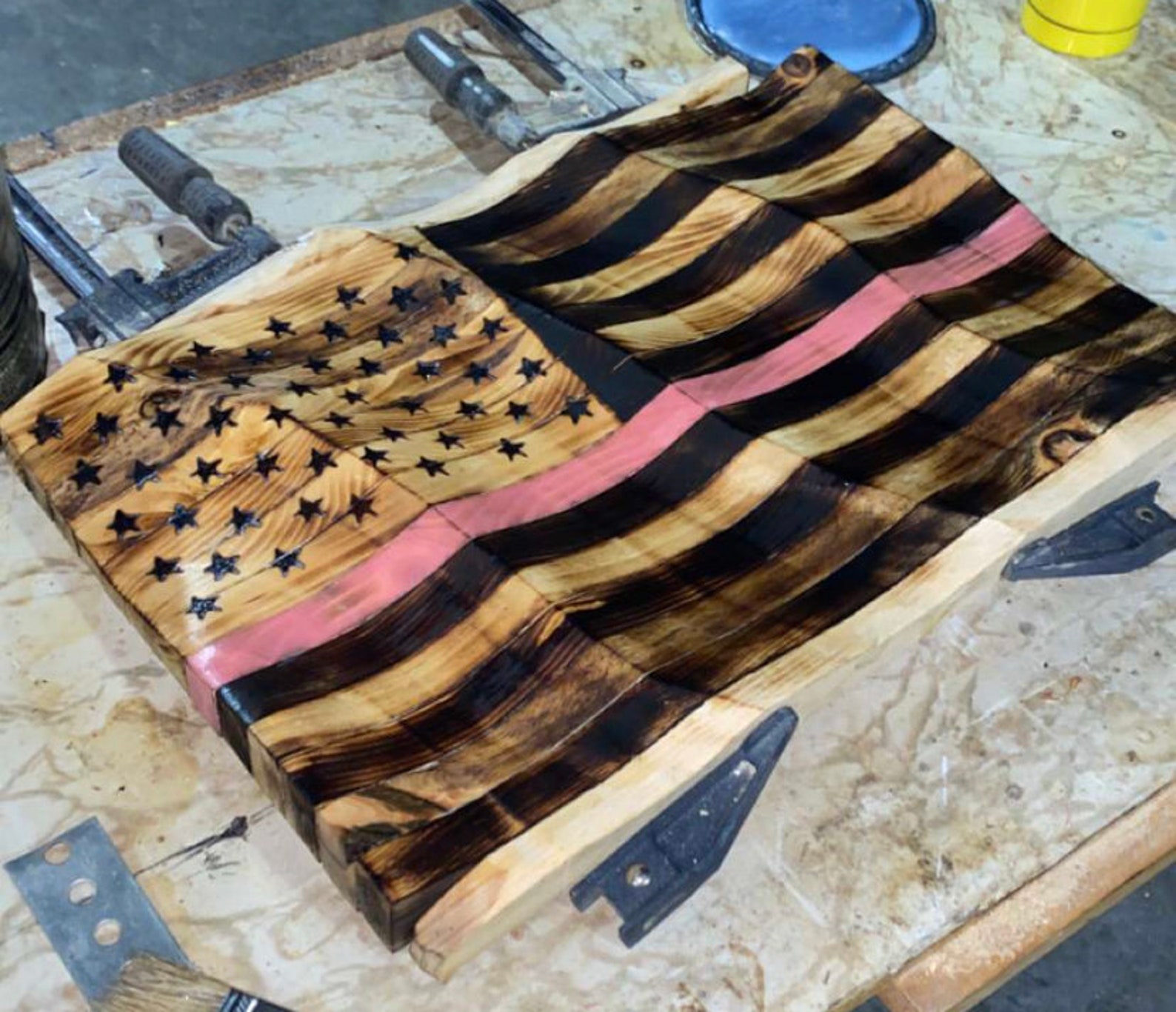 Hand Crafted Wood Wavy American Flags - Etsy