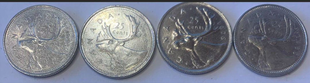 Vintage Canadian 25-cent Coin Collection 1971, 1974, 1976, 1985, and ...