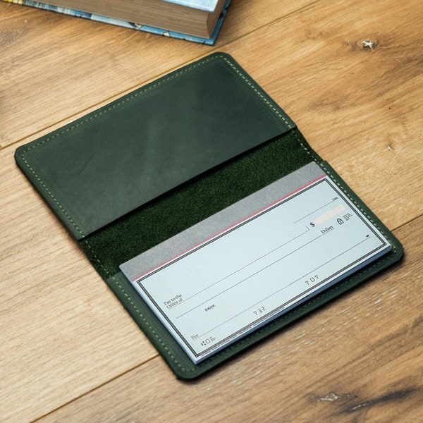 Leather Checkbook Cover for Men - Etsy