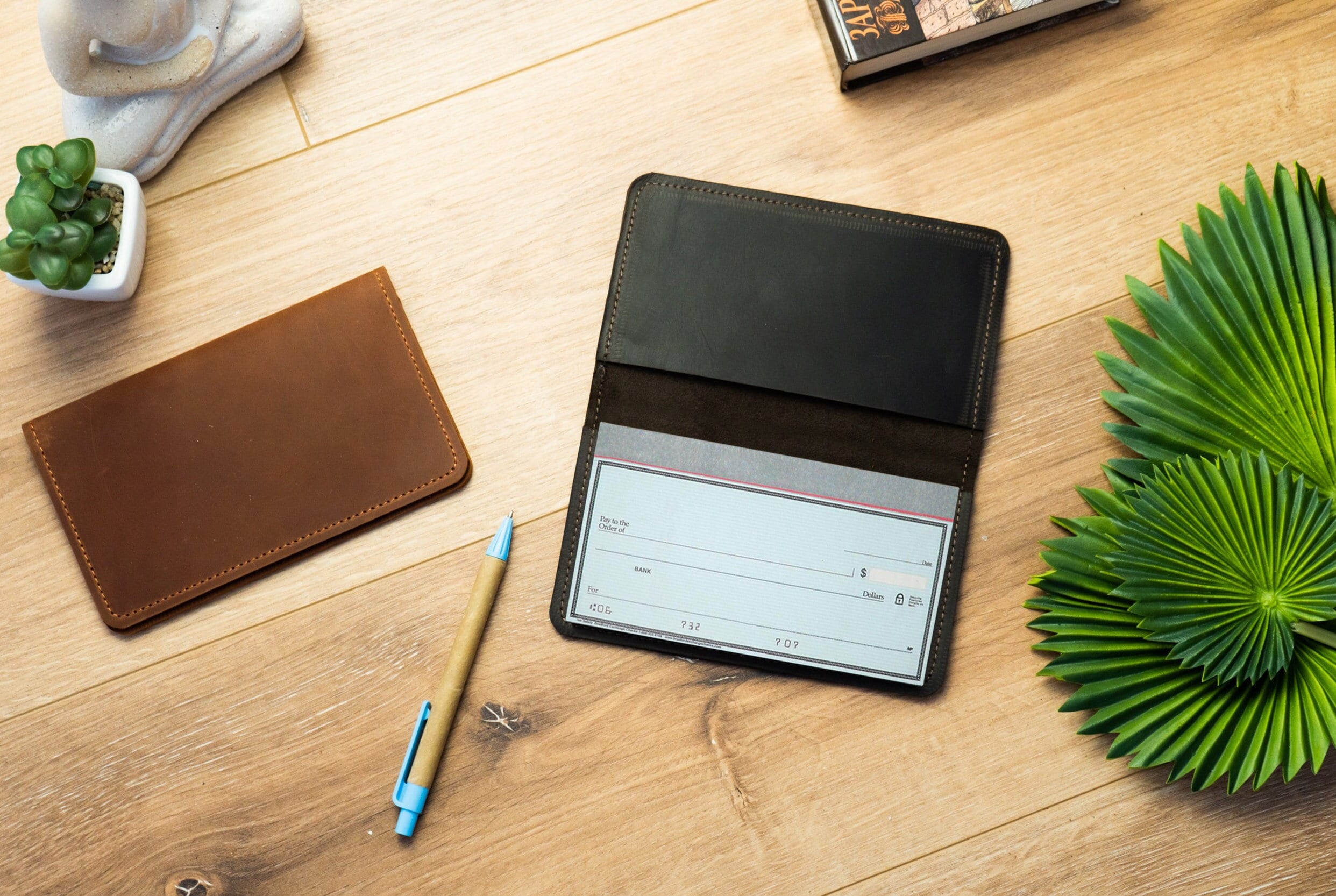 Personalized Leather Checkbook Cover, Leather Checkbook Wallet ...