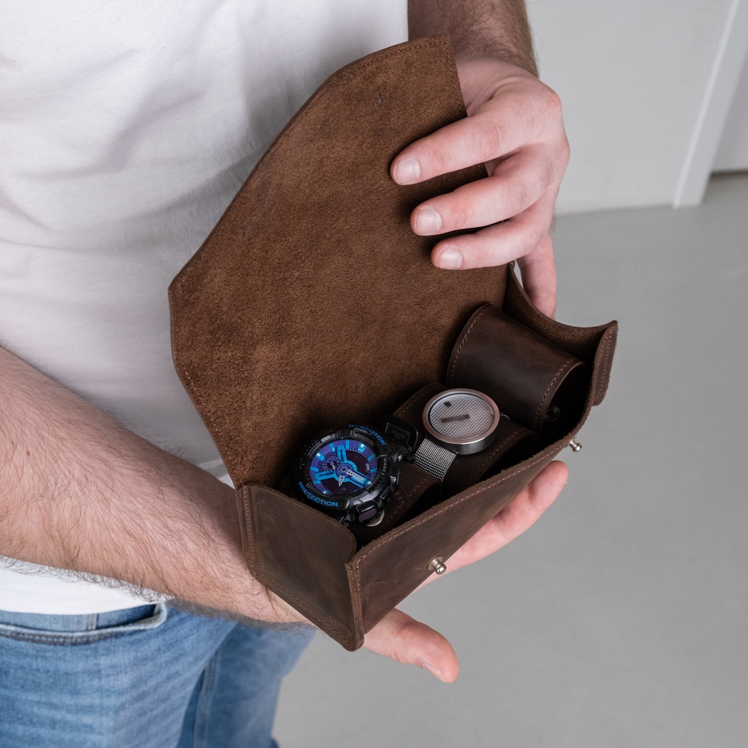 Custom Leather Watch Case,personalized Watch Roll,leather Watch Holder ...