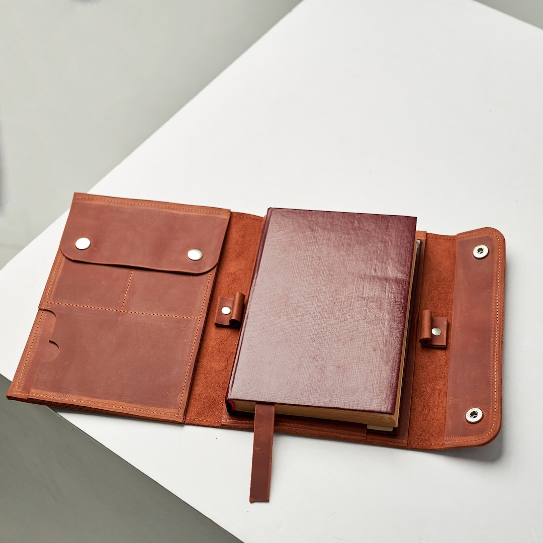 Personalized Book Cover, Leather Book Cover A5, Handmade Book Cover ...