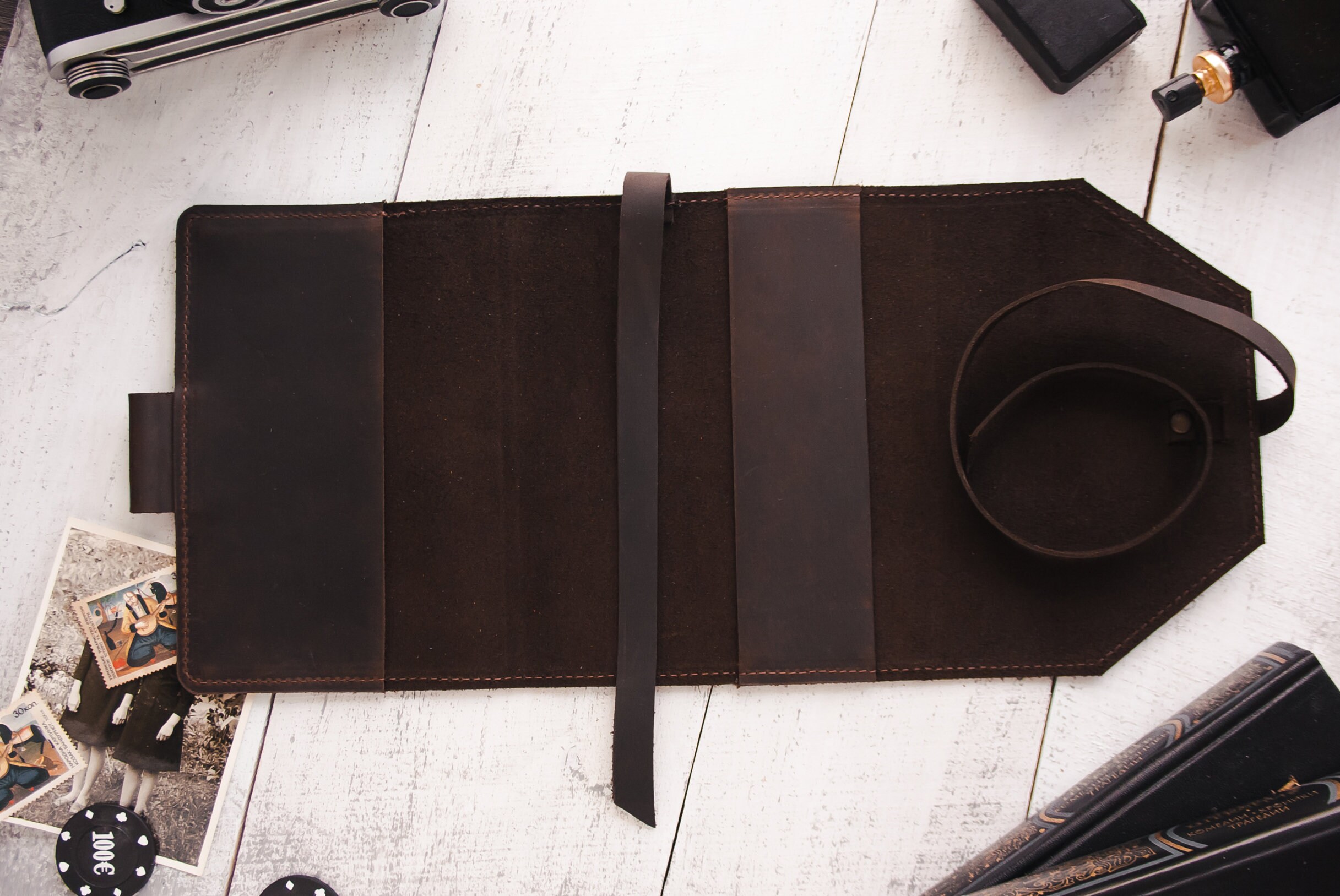 Leather Book Cover Wrap,book Cover With Bookmark,handmade Book Cover ...