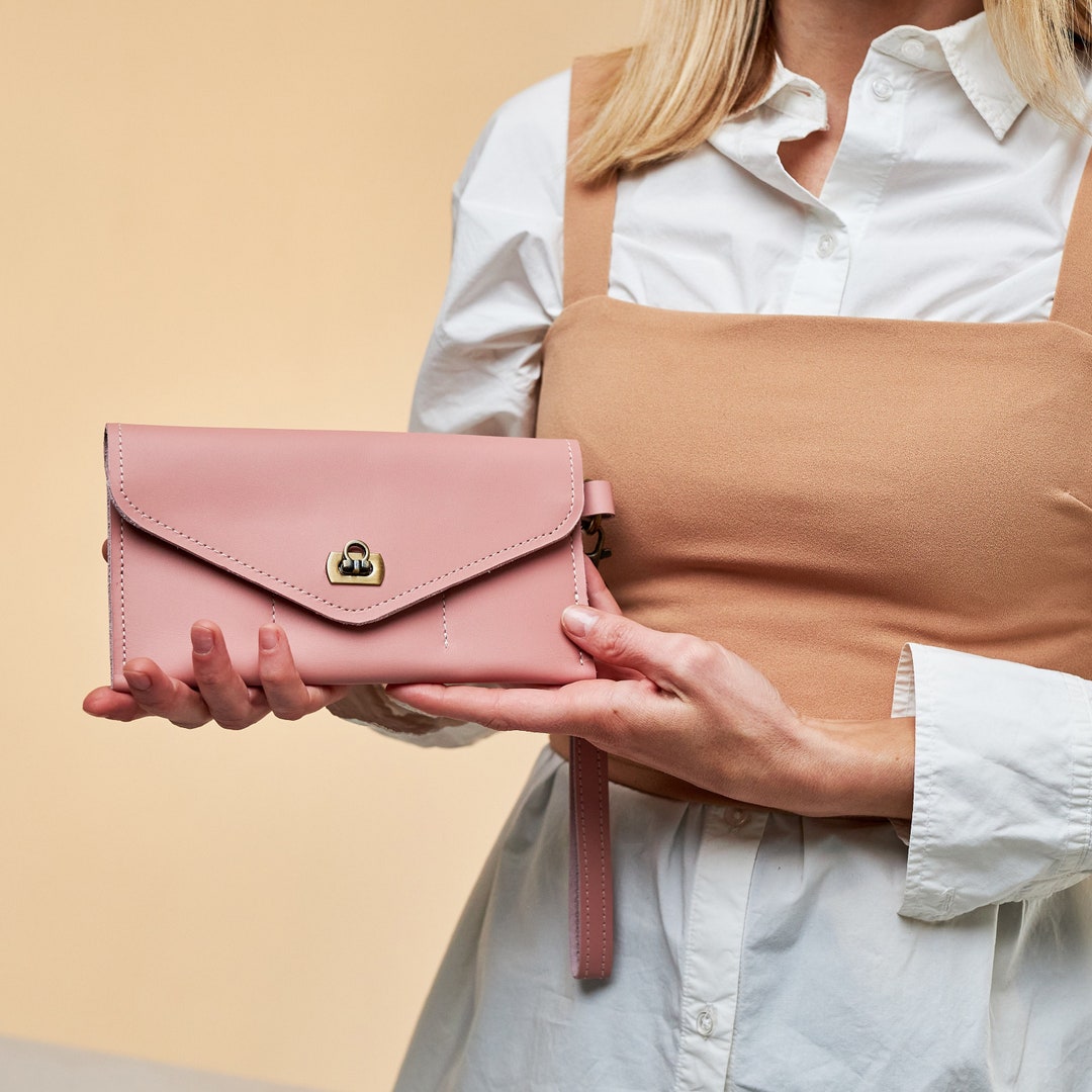 Leather Long Wristlet Wallet, Personalized Slim Wallet, Leather Wallet ...