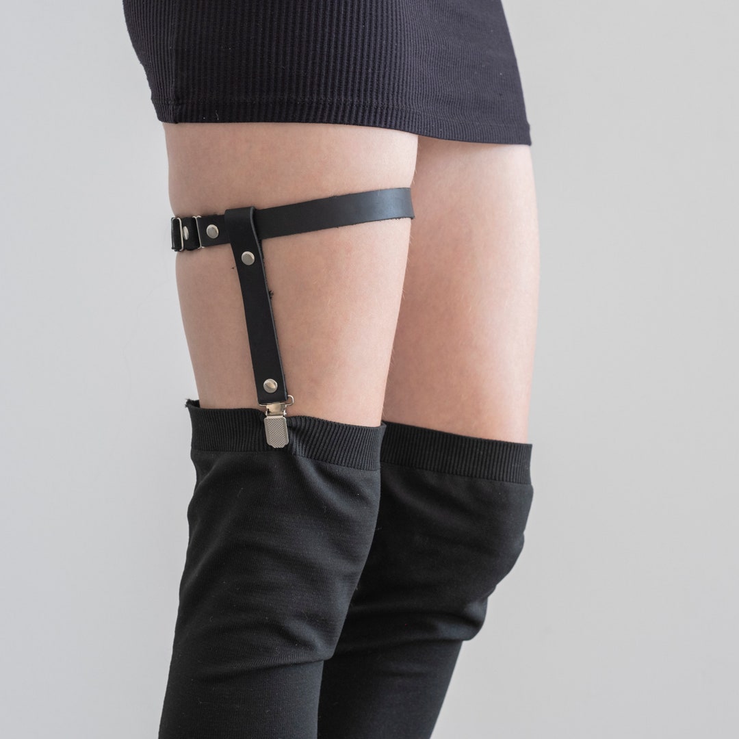 Custom Leather Stockings Garter, Leg Thigh Harness, Leg Garter Belt ...