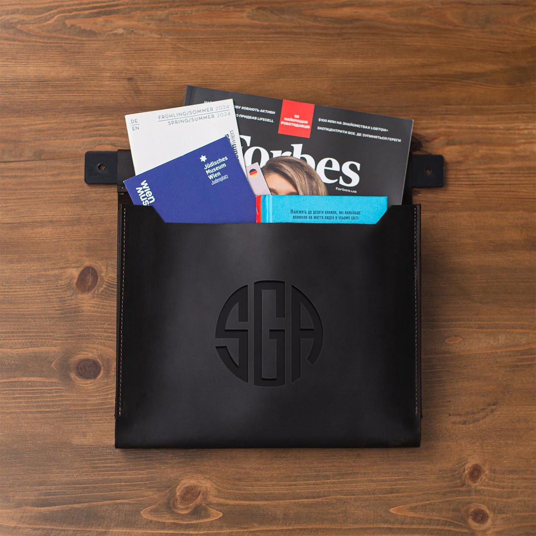 Handmade Leather Wall Pocket, Leather Wall Organizer, Leather Wall ...