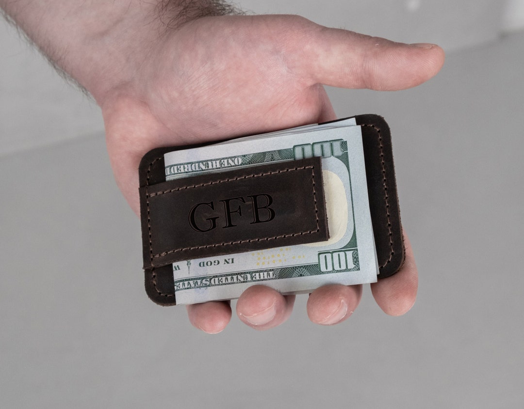 Custom Money Clip Wallet, Engraved Leather Money Clip, Mens Leather ...
