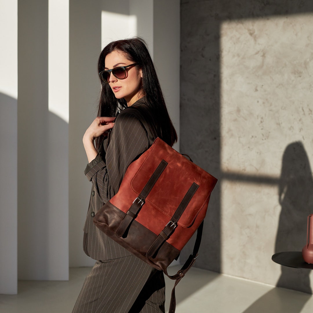 Leather Laptop Backpack Women, Custom Leather Backpack, Laptop Rucksack ...