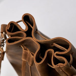 Leather Bucket Bag With Drawstrings, Drawstring Purse, Leather Bucket ...