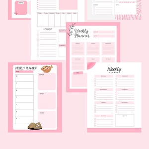 Pink Weekly Planner Bundle | Printable Planner | Digital Download | 6 ...