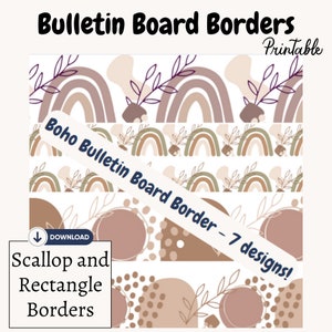 Boho Bulletin Board Borders in Neutral Colors | 7 Printable Designs in ...
