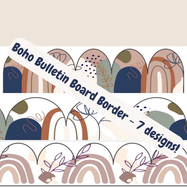 Boho Bulletin Board Borders in Neutral Colors | 7 Printable Designs in ...