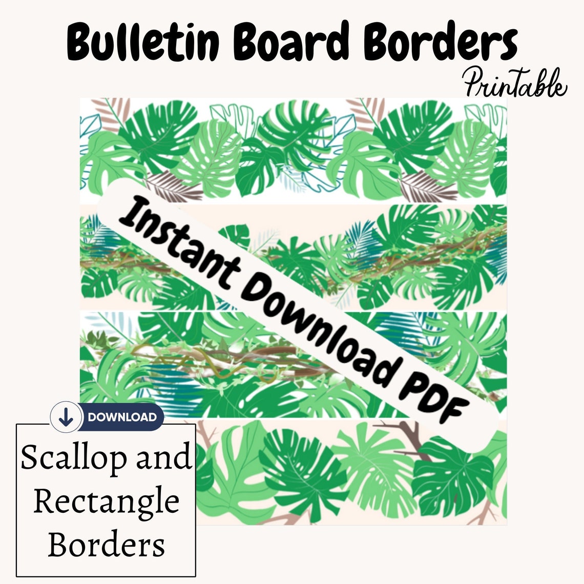 Jungle Bulletin Board Borders for Classroom Decor 4 Designs for Jungle ...