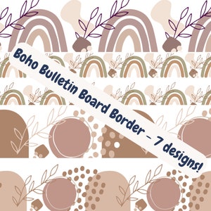 Boho Bulletin Board Borders in Neutral Colors | 7 Printable Designs in ...