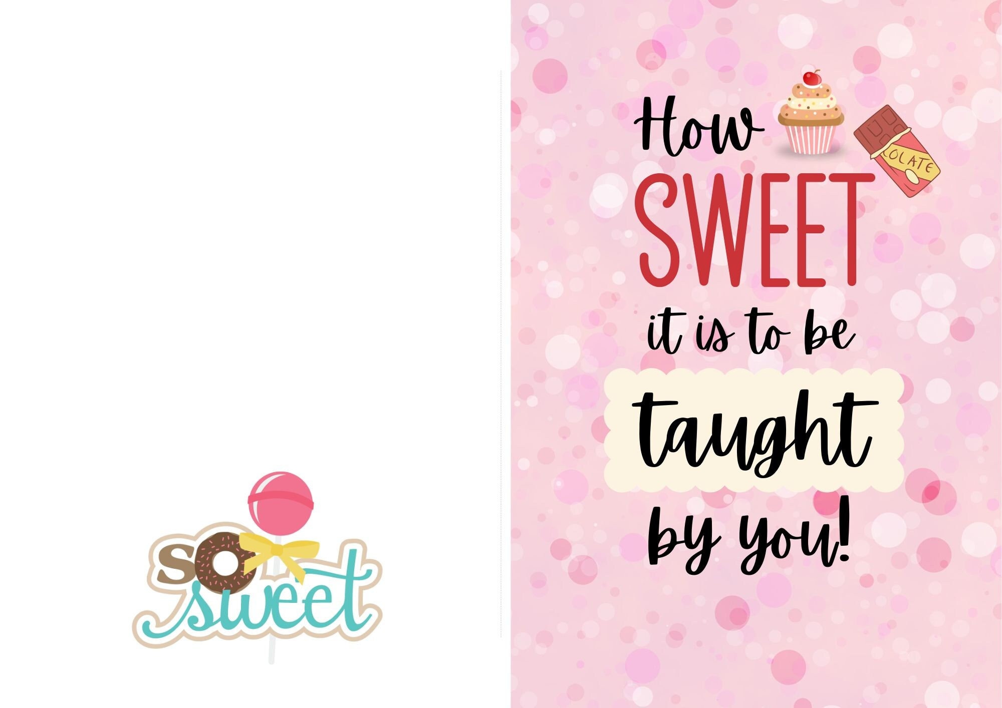 How Sweet It is to Be Taught by You Printable Valentine Card for ...
