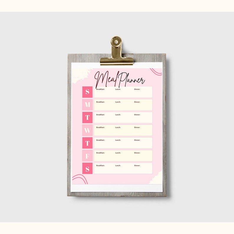 Weekly Meal Planning Printable It's All Pink to Me Style - Etsy