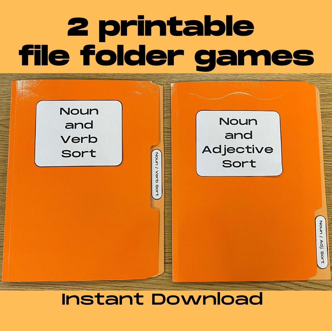 Printable File Folder Sorting Games Sort Nouns, Adjectives, Verbs Parts ...