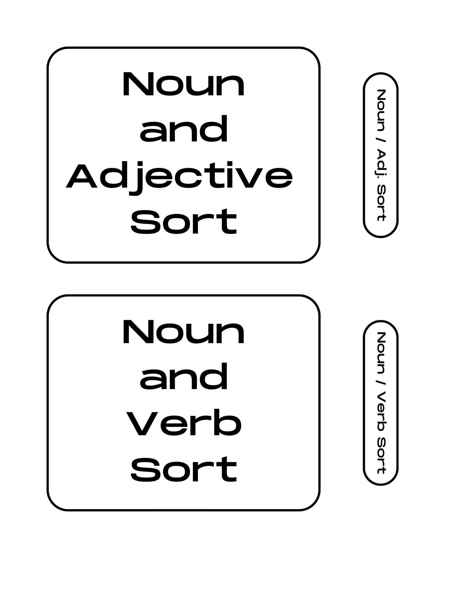 Printable File Folder Sorting Games Sort Nouns, Adjectives, Verbs Parts ...