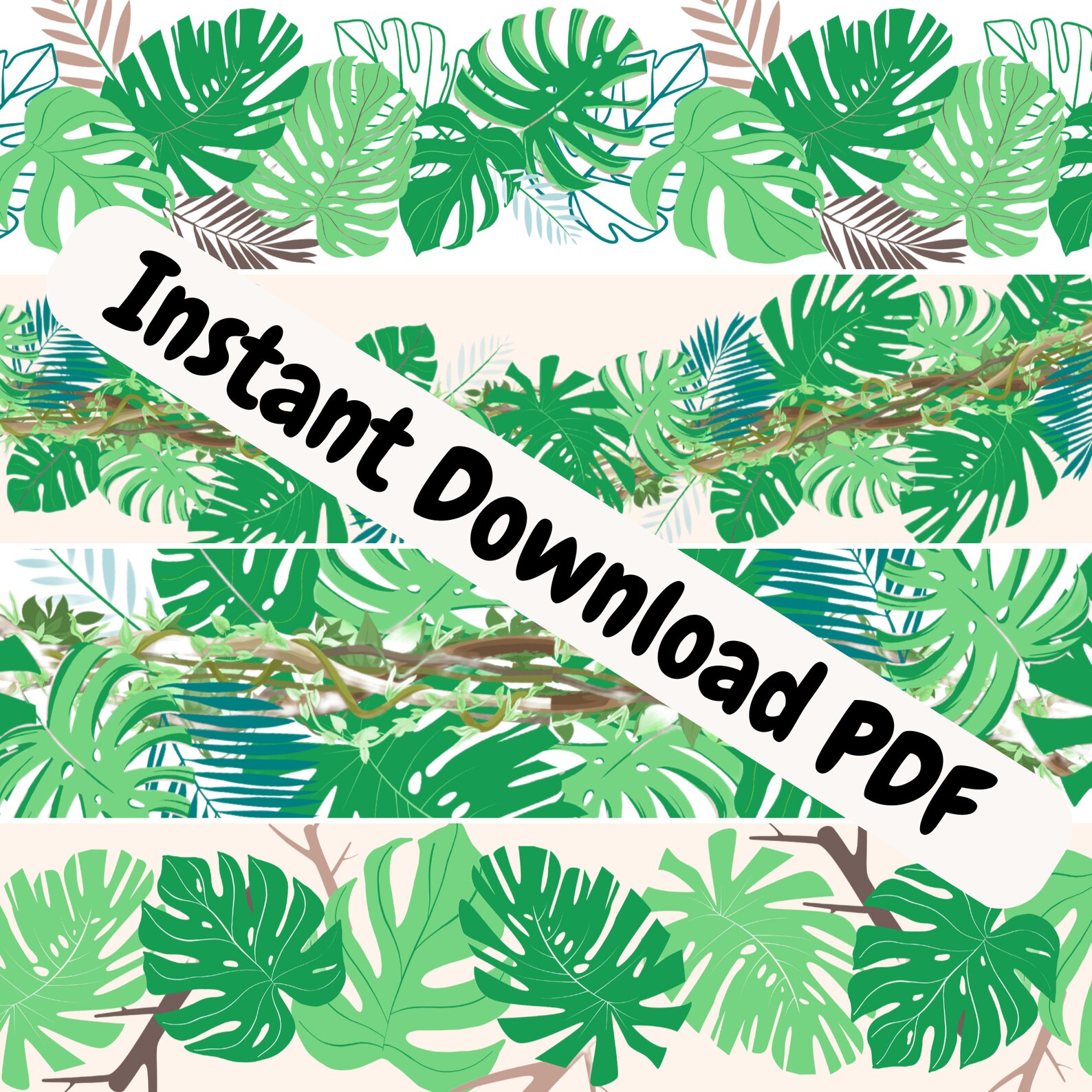 Jungle Bulletin Board Borders for Classroom Decor | 4 Designs for ...