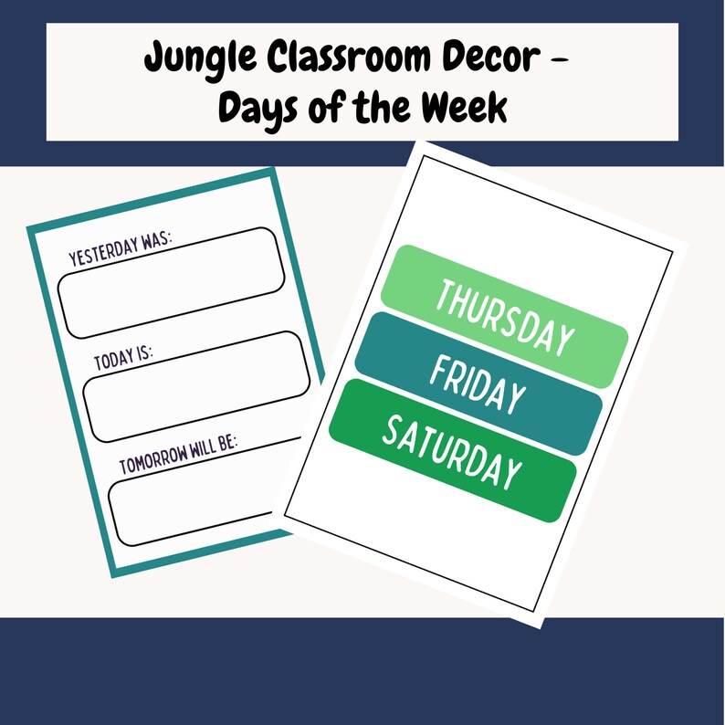 Jungle Classroom Calendar Set | Includes Days of Week, Months of Year ...
