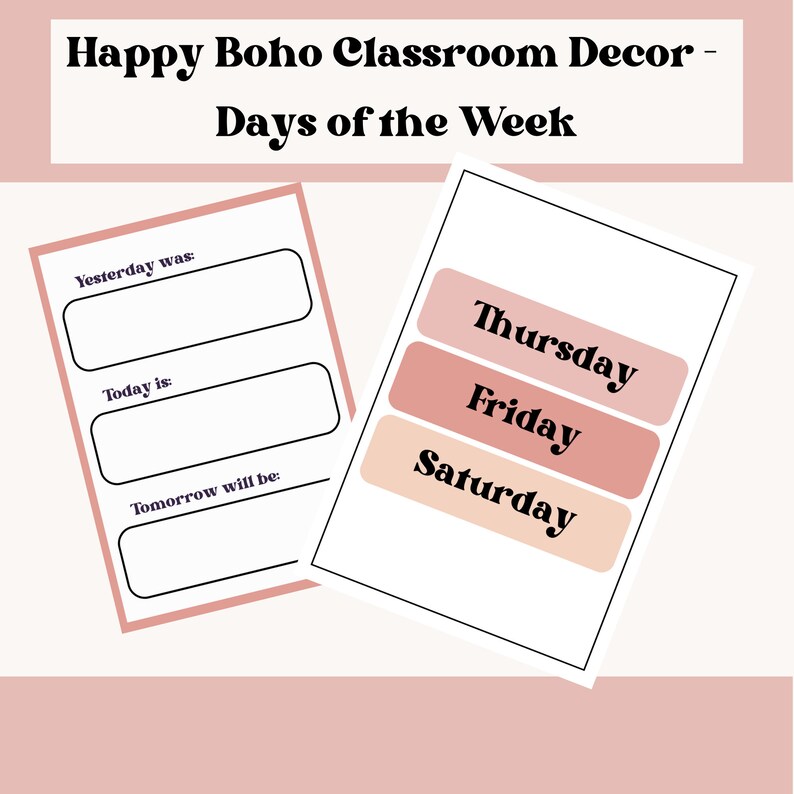 Happy Boho Classroom Calendar Set | Includes Days of Week, Months of ...