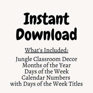 Jungle Classroom Calendar Set | Includes Days of Week, Months of Year ...