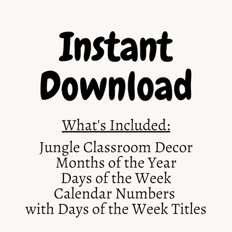 Jungle Classroom Calendar Set | Includes Days of Week, Months of Year ...