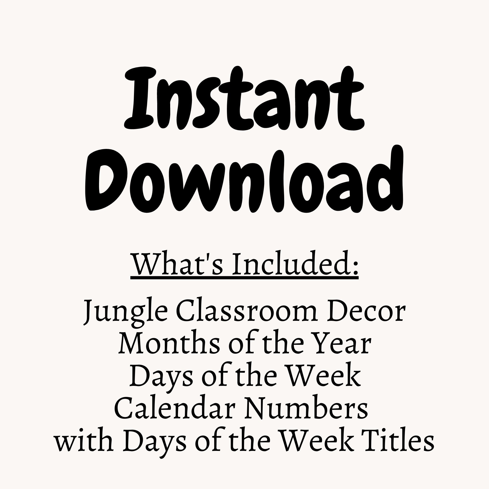 Jungle Classroom Calendar Set | Includes Days of Week, Months of Year ...