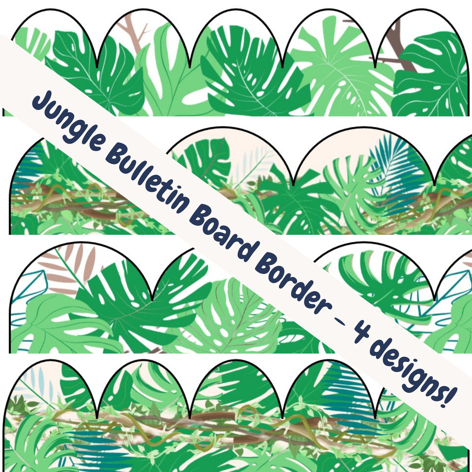 Jungle Bulletin Board Borders for Classroom Decor | 4 Designs for ...