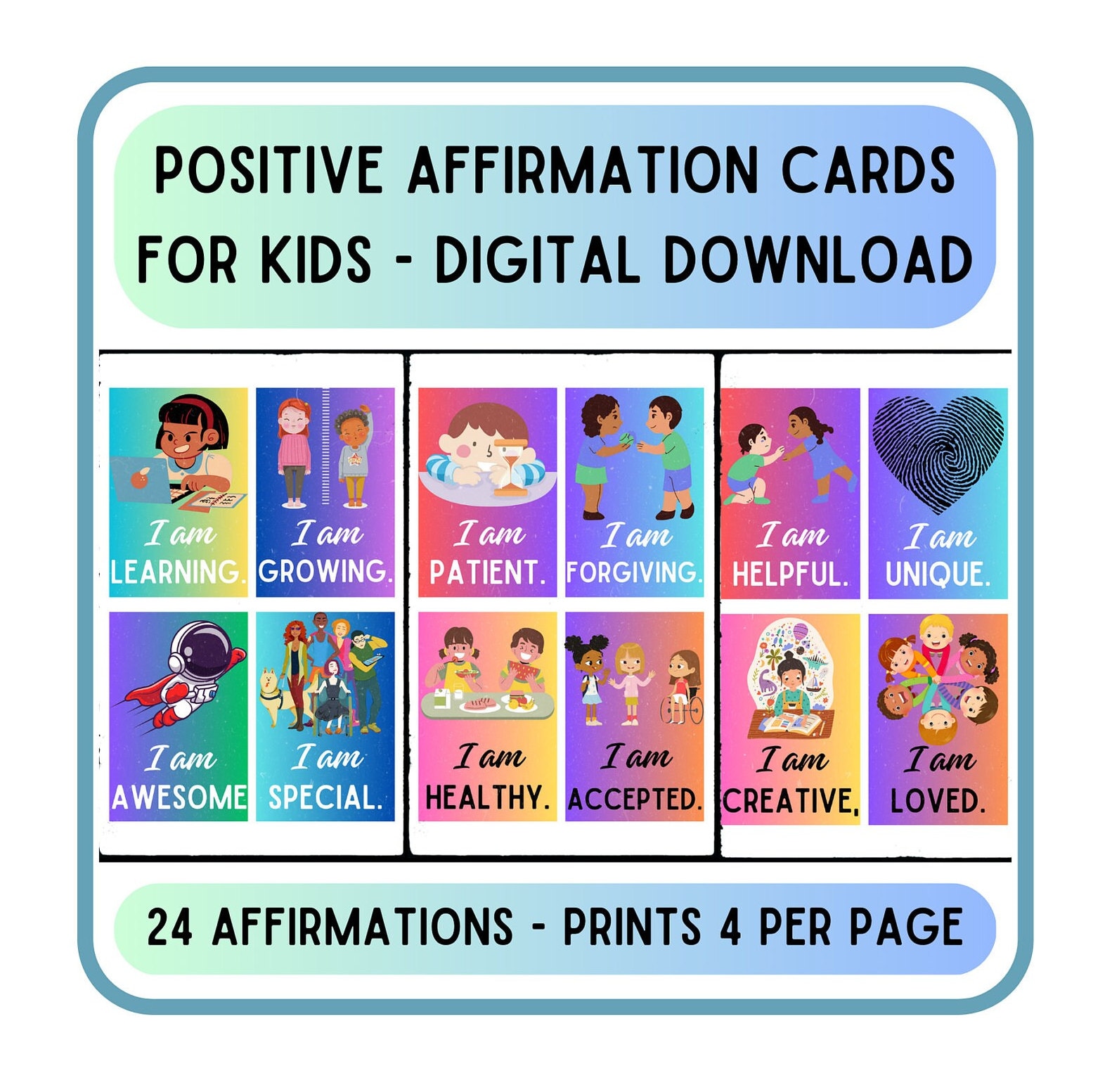 Printable Affirmation Cards for Kids - Perfect for at Home or at School ...