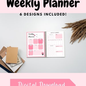 Pink Weekly Planner Bundle | Printable Planner | Digital Download | 6 ...