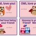 Printable Classroom Valentine's Cards for Class With Owls and Sloths on ...
