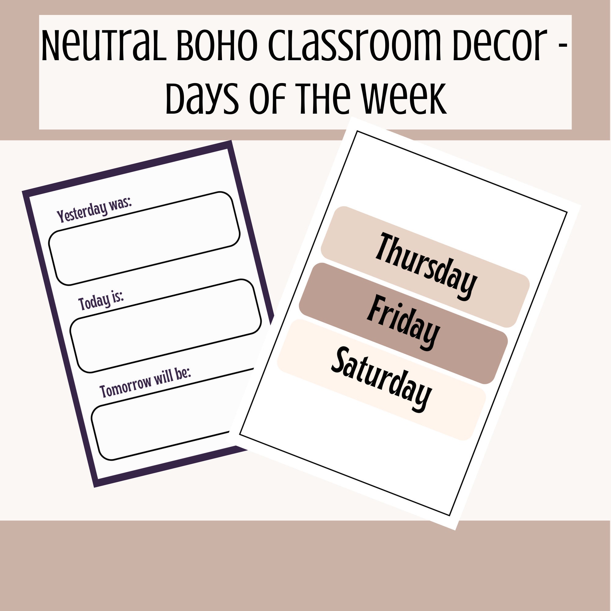 Neutral Boho Classroom Calendar Set Includes Days of Week, Months of ...
