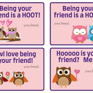 Printable Classroom Valentine's Cards for Class With Owls and Sloths on ...