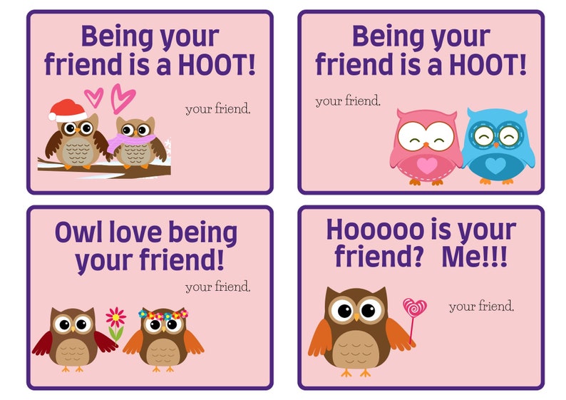 Printable Classroom Valentine's Cards for Class With Owls and Sloths on ...