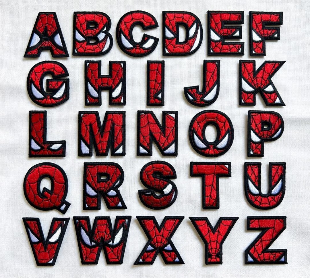 Embroidered Spiderman Alphabet Patch Set, Letter Patch A Z, Superhero ...